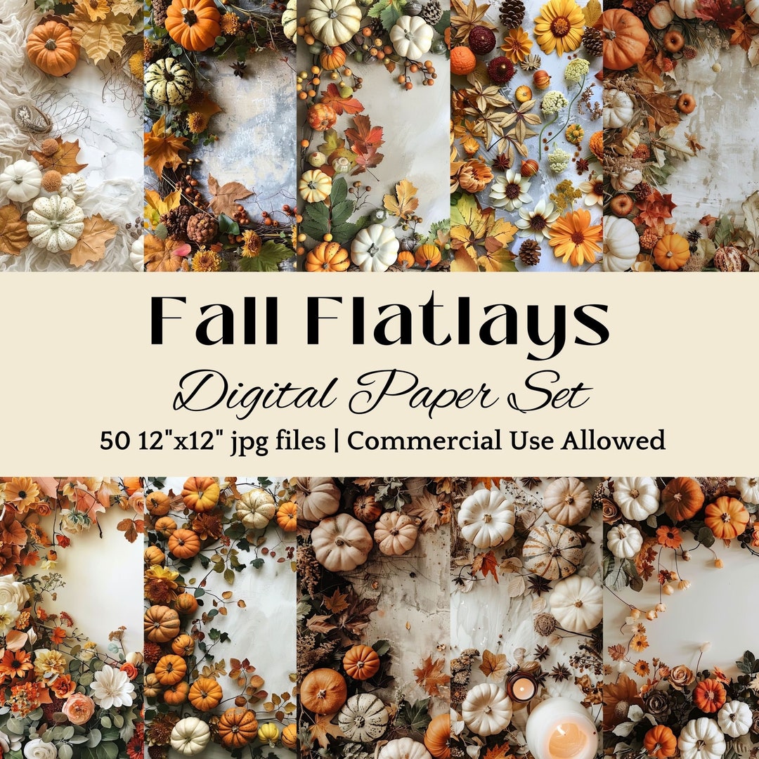 Fall Flatlay DIGITAL PAPER Fall Background Autumn Wallpaper Fall Leaves ...