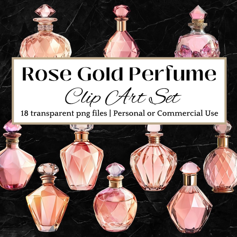 Perfume Bottle CLIP ART for Beauty Branding Logo Design Rose Gold ...