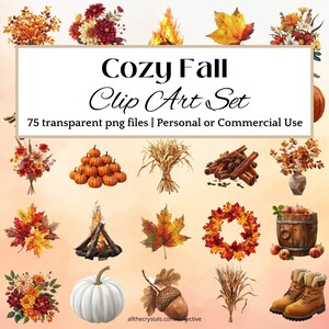 Fall CLIP ART SET Autumn Leaves & Pumpkin Clipart Harvest Season ...