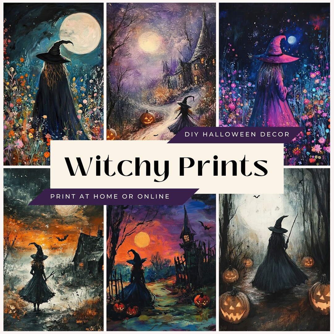 Printable Witch Images for Halloween Decor Frameable Spooky Witch Art ...
