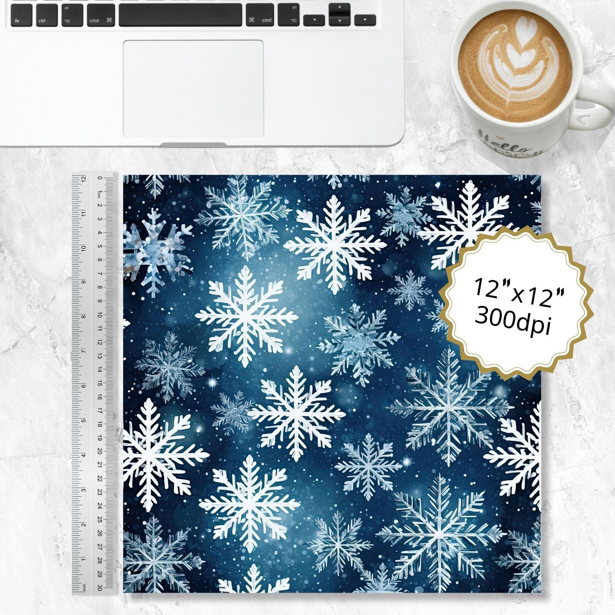 Blue Snowflake DIGITAL PAPER for Winter Scrapbooking Holiday Card ...