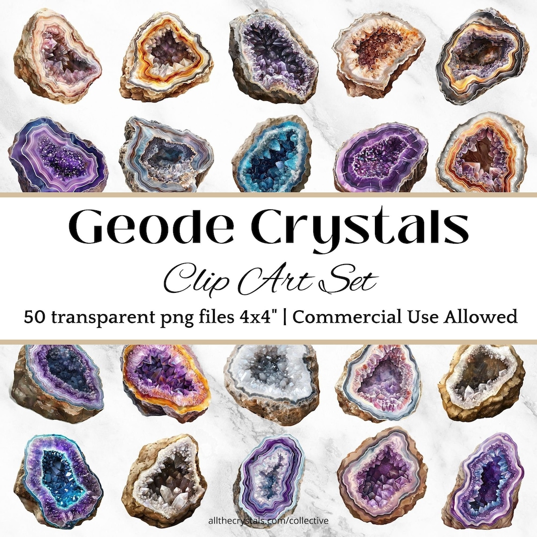 Geode Crystals CLIP ART Set Geode Illustration Crystal Gemstone Graphic ...