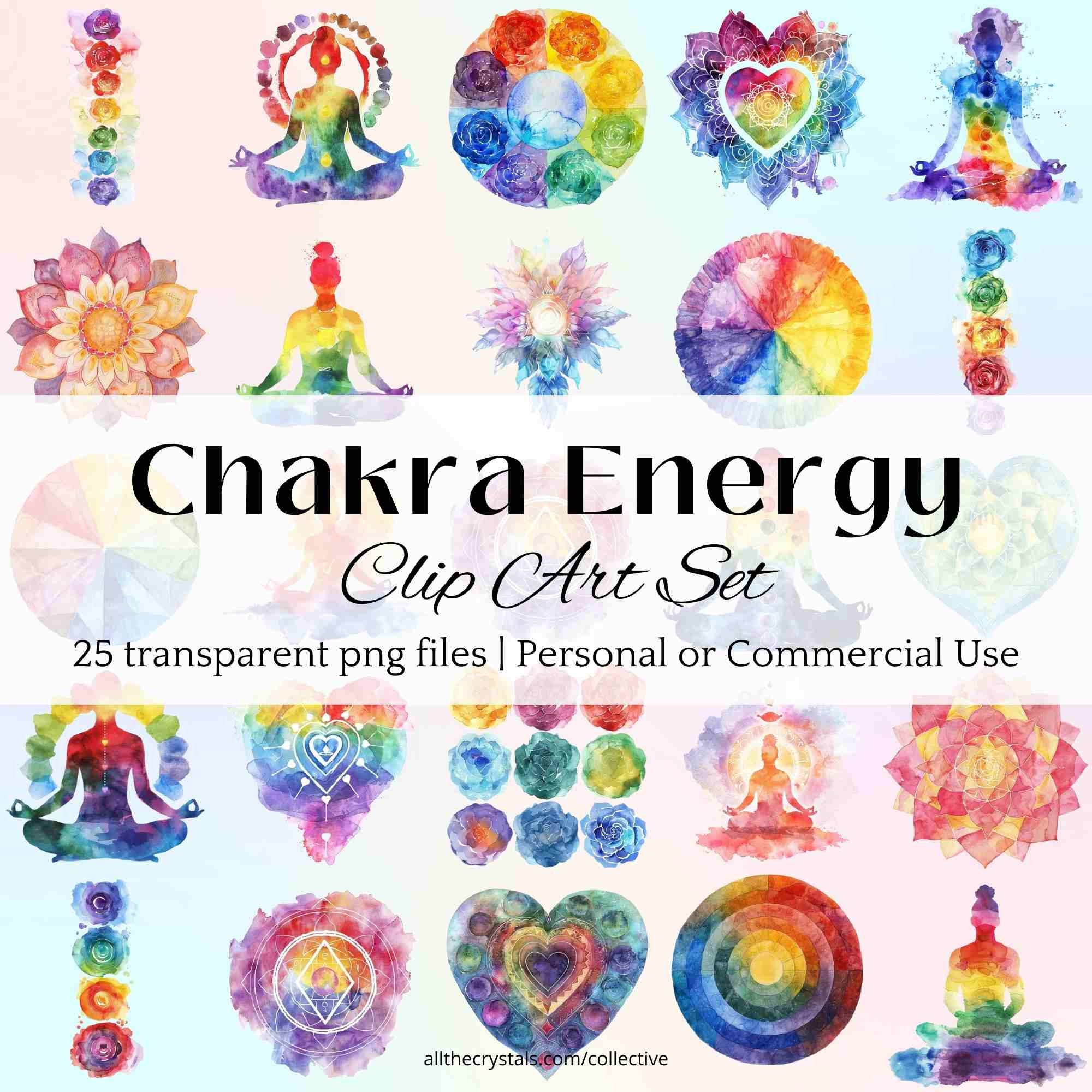 Chakra Energy CLIPART PNG for Reiki, Yoga, Spiritual Decor, Meditation ...