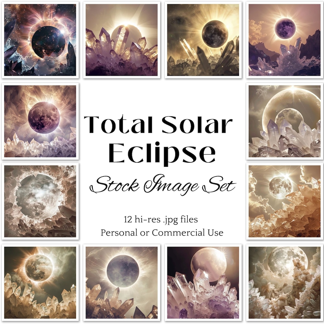 SOLAR ECLIPSE Stock Images Path of Totality Set of 12 Jpgs Neutrals Metaphysical, Scrapbook Junk ...
