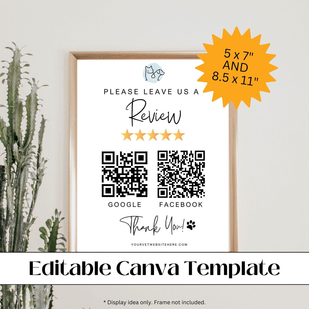 QR Code Review Template Google Review Sign for Business Scan Me Sign ...