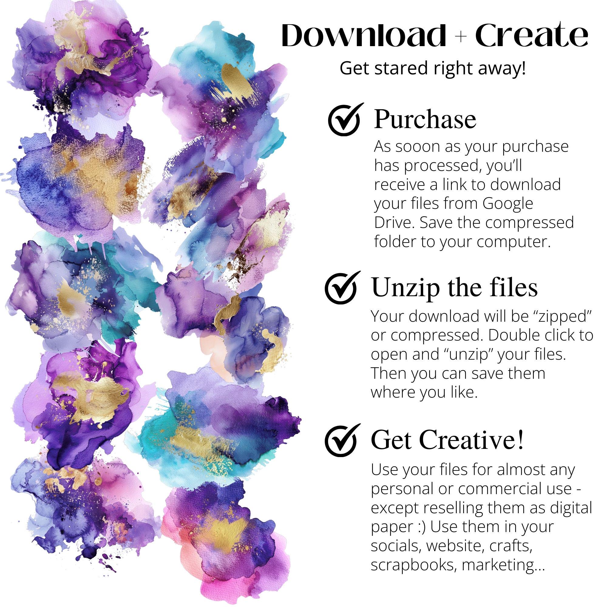 Watercolor Ink CLIP ART Commercial Use Color Splash for Logo Ink ...