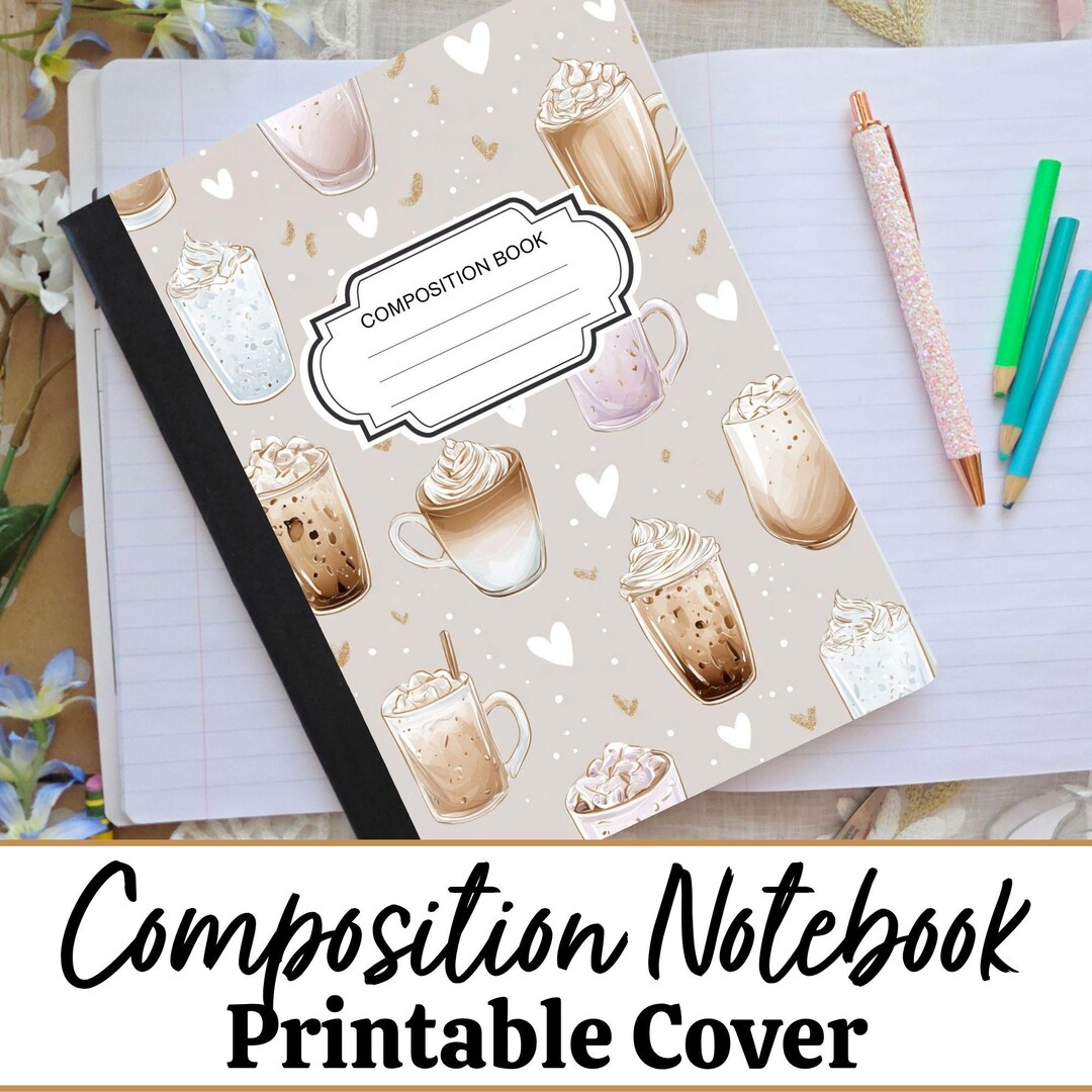 COMPOSITION NOTEBOOK COVER Coffee Png Latte Printable for Back to ...