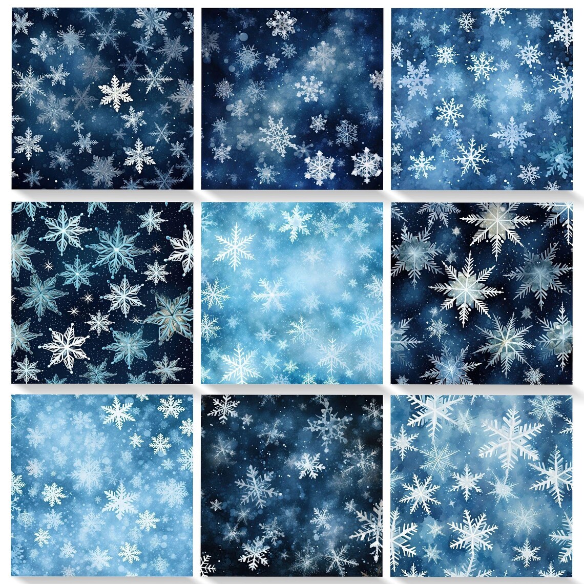 Blue Snowflake DIGITAL PAPER for Winter Scrapbooking Holiday Card ...