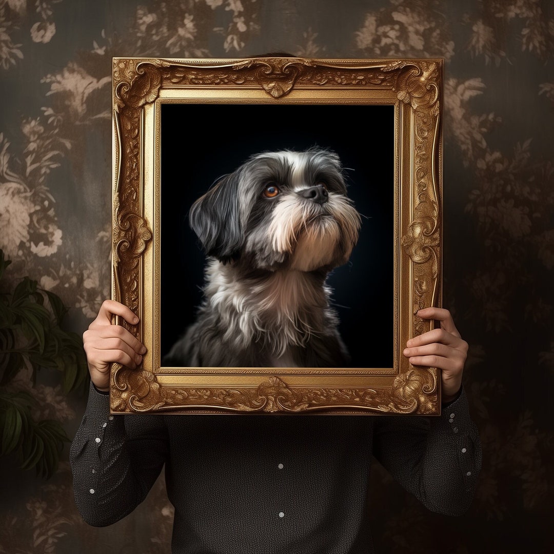 Profile Portrait Shih Tzu Digital Download, Oil Painting Inspired ...