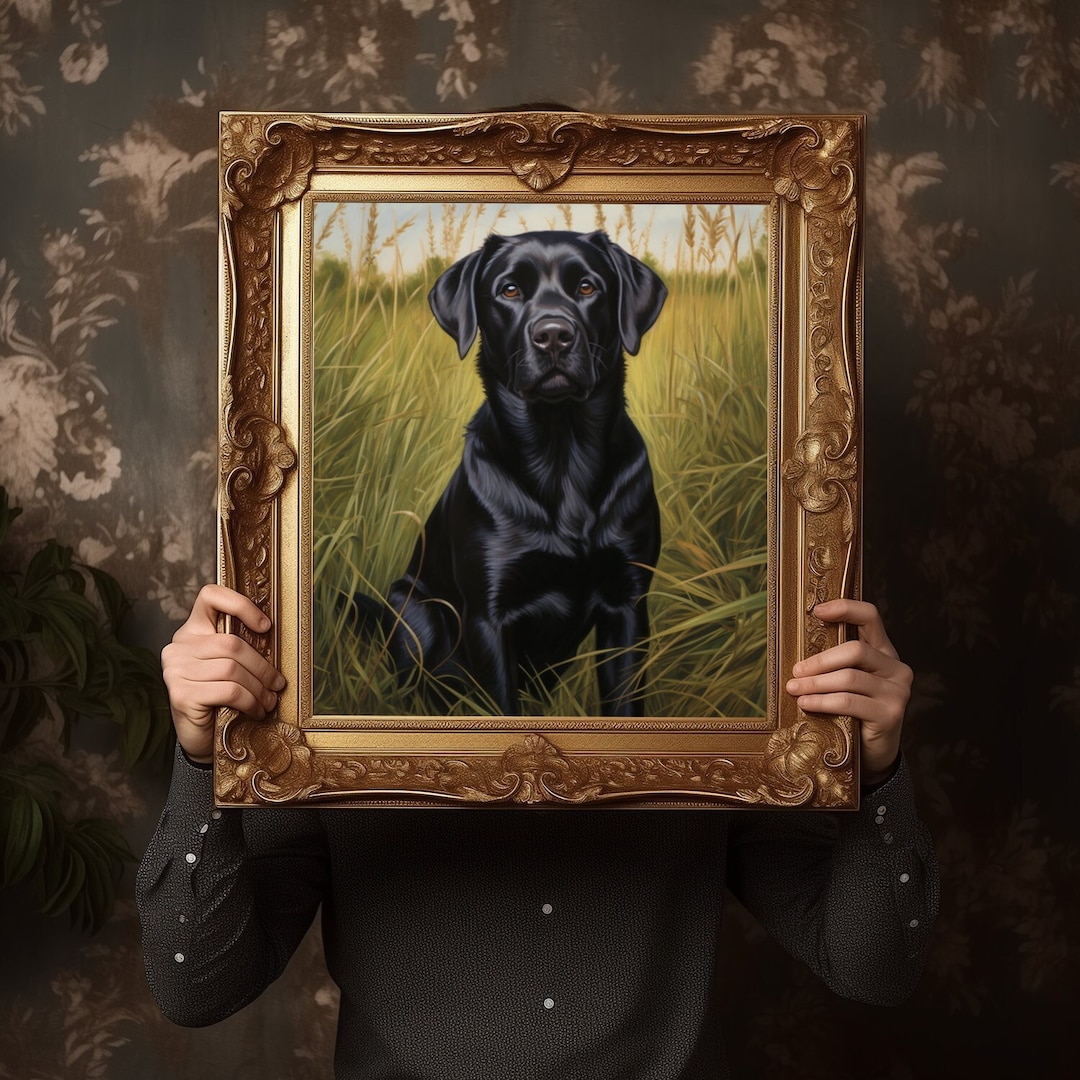 Vintage Black Labrador Retriever Portrait Digital Download, Oil ...