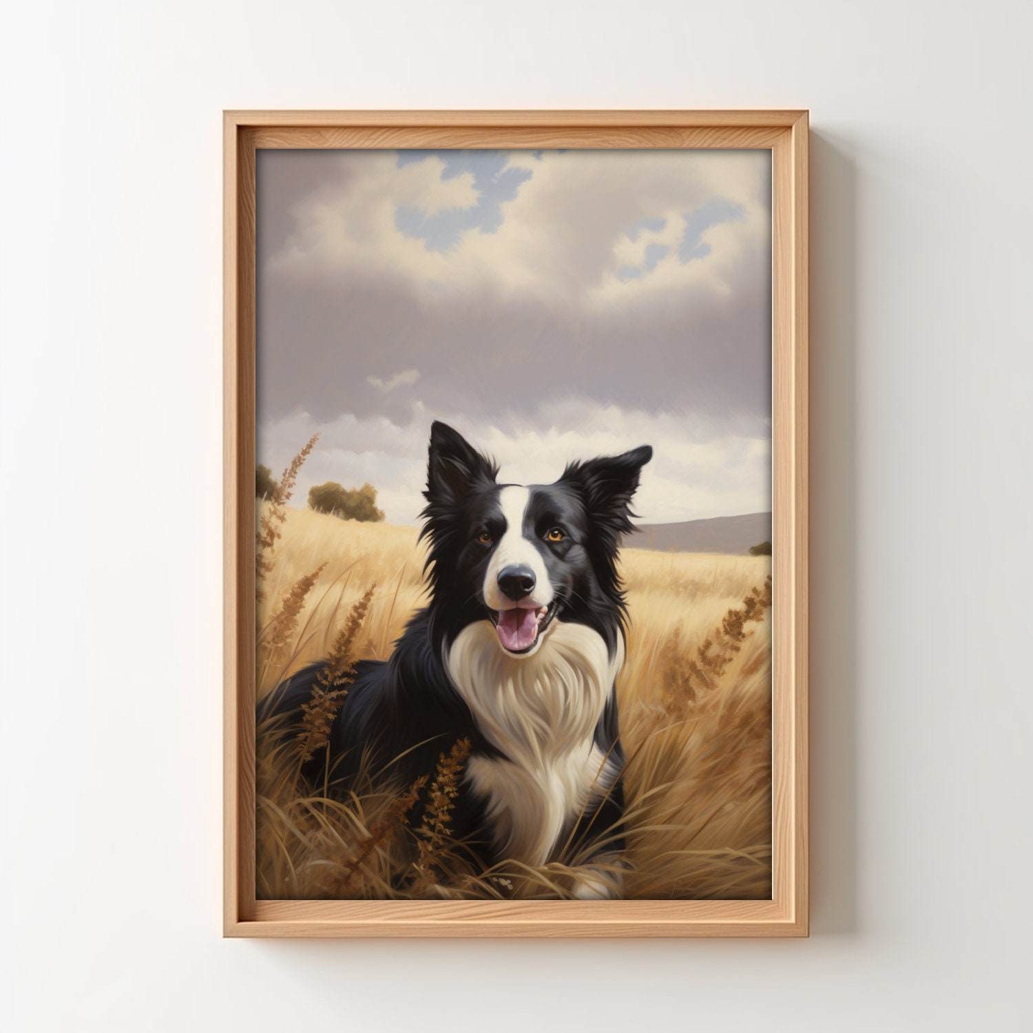 Vintage Border Collie Portrait Digital Download, Oil Painting Inspired ...
