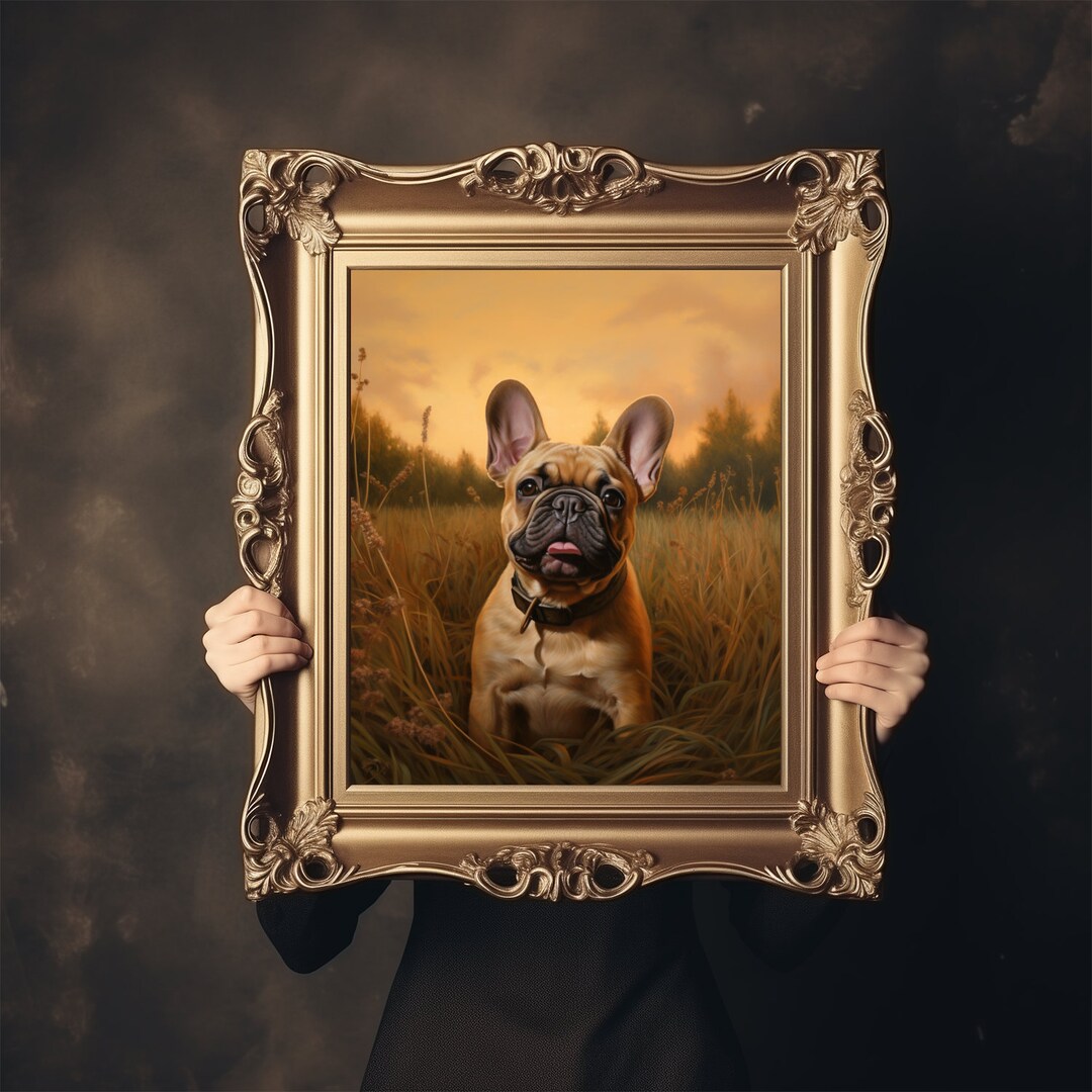 Vintage French Bulldog Portrait Digital Download, Oil Painting Inspired ...