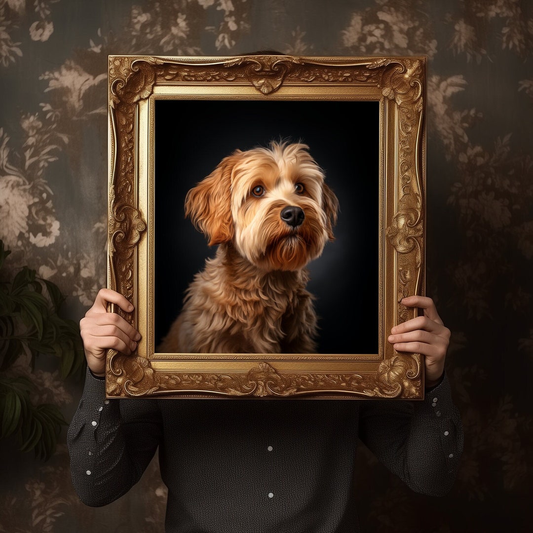 Profile Portrait Goldendoodle Digital Download, Oil Painting Inspired ...