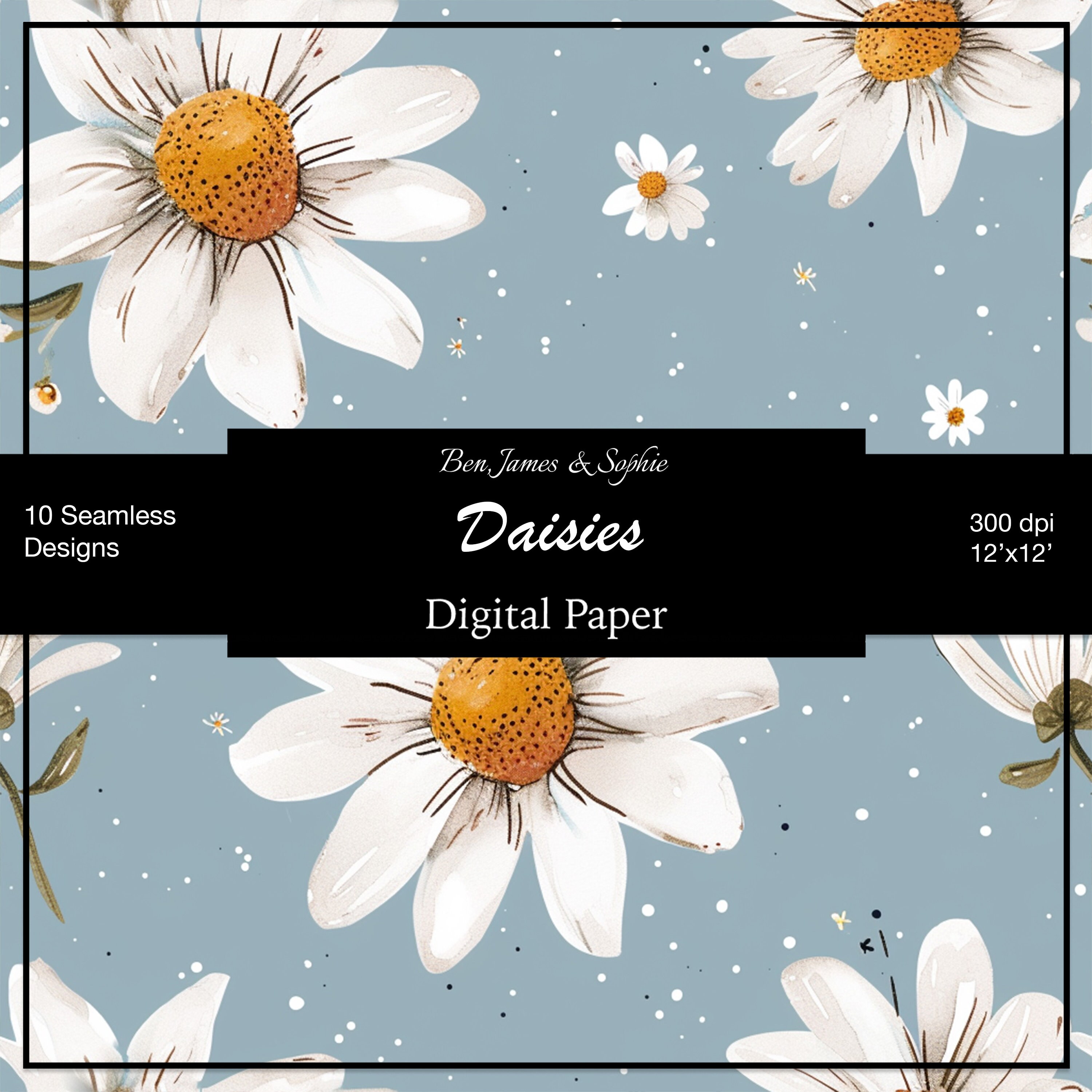 Flowers Digital Paper | Daisy Flower Backgrounds | Commercial Use ...