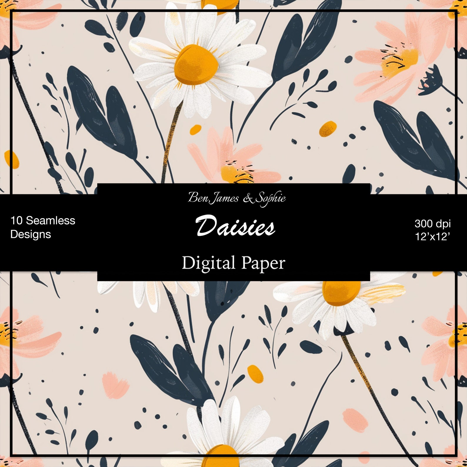 Flowers Digital Paper | Daisy Flower Backgrounds | Commercial Use ...