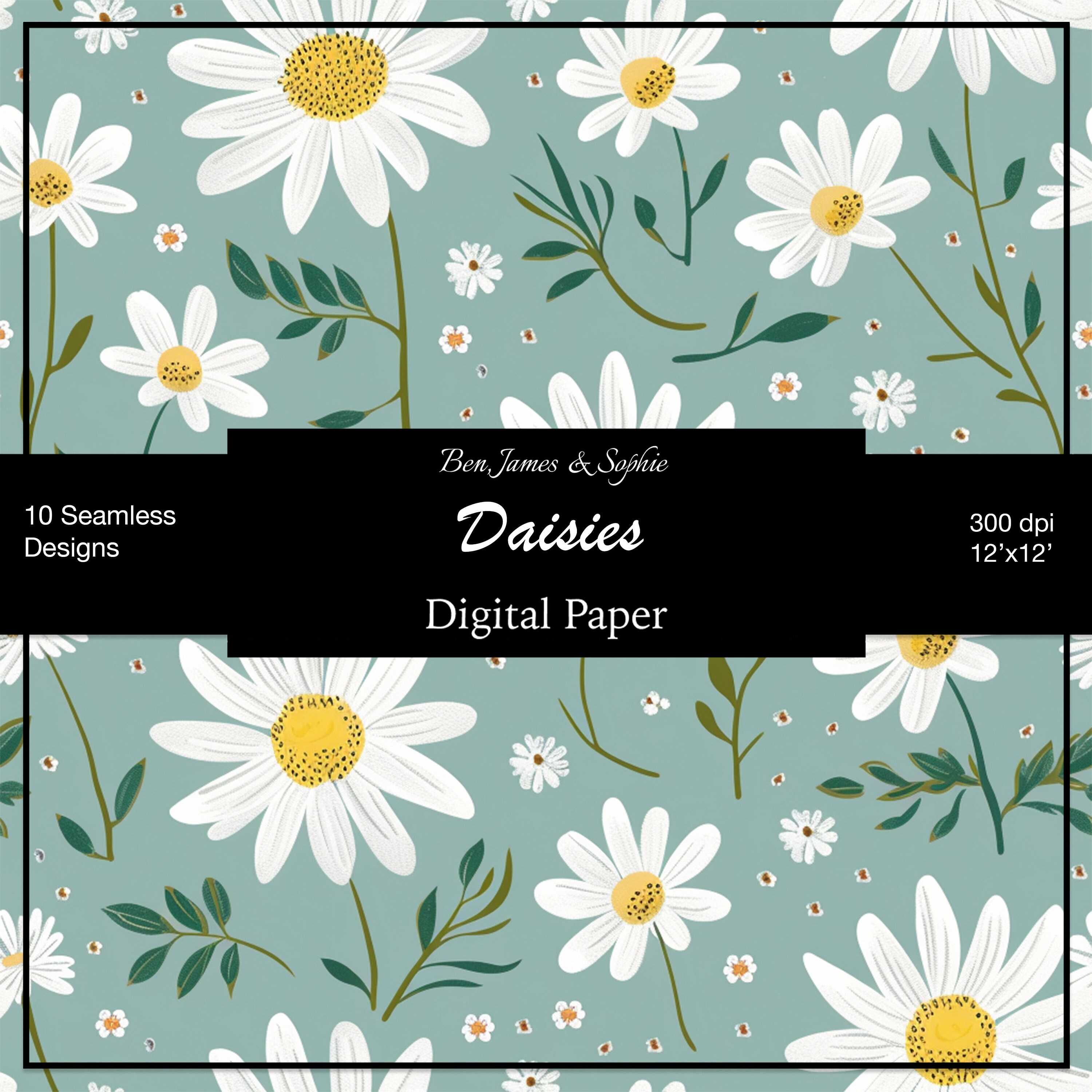 Flowers Digital Paper | Daisy Flower Backgrounds | Commercial Use ...