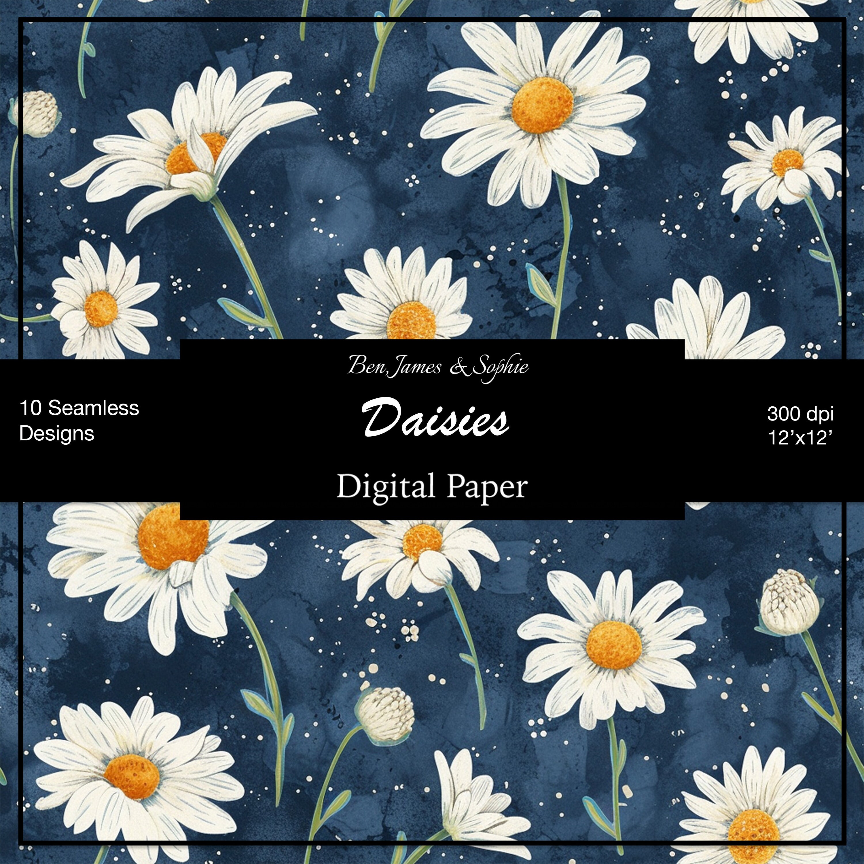 Flowers Digital Paper | Daisy Flower Backgrounds | Commercial Use ...