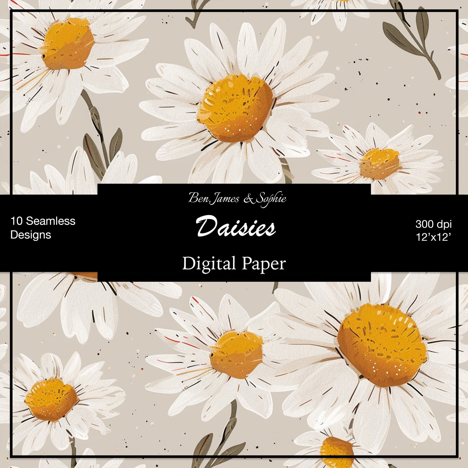Flowers Digital Paper | Daisy Flower Backgrounds | Commercial Use ...