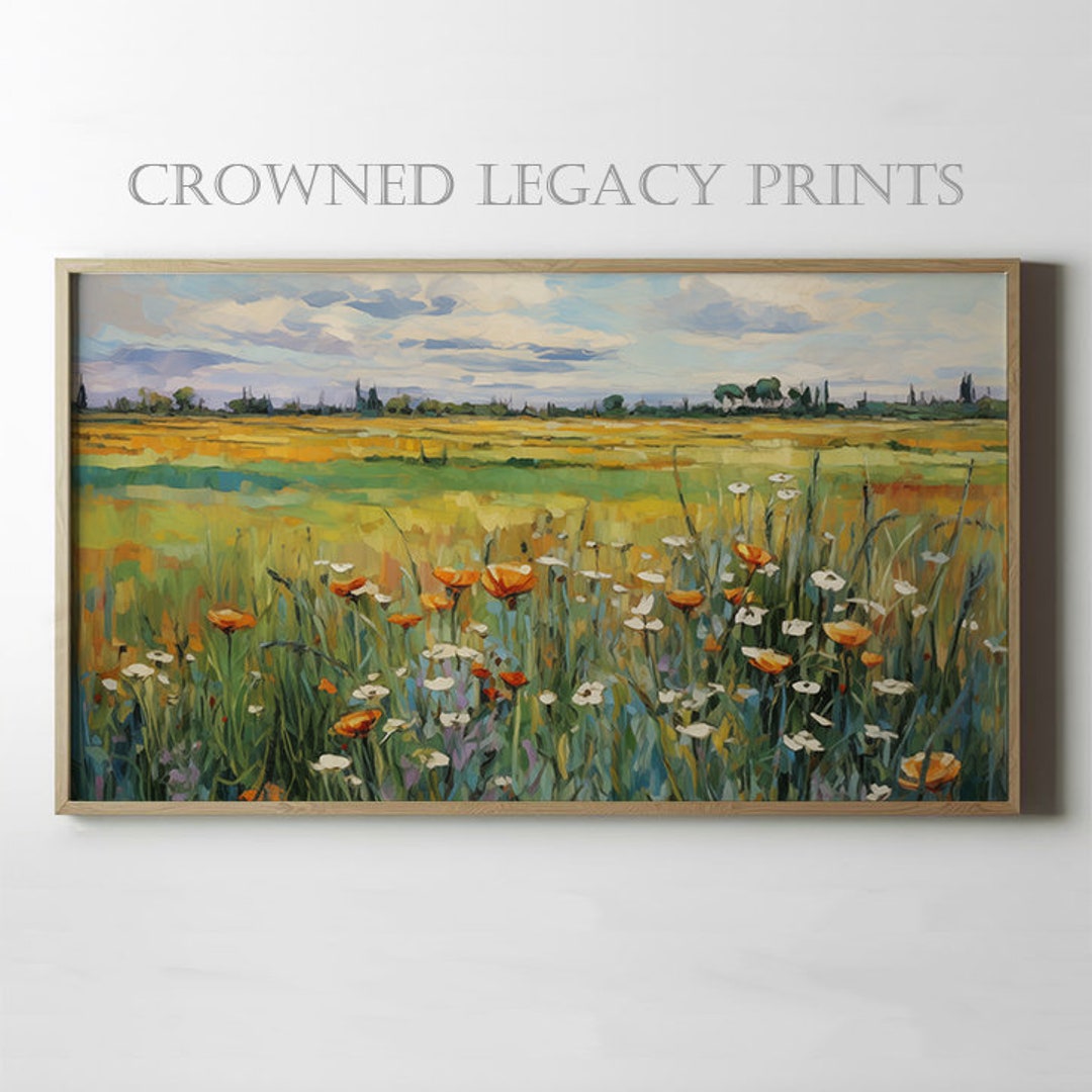 Flower Field, Flower Field Painting, Colorful Flower Art, Field of ...