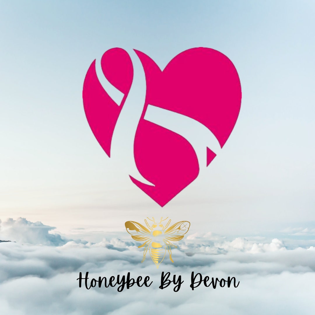 Heart Pink Ribbon Decal, Breast Cancer Ribbon Sticker - Awareness ...
