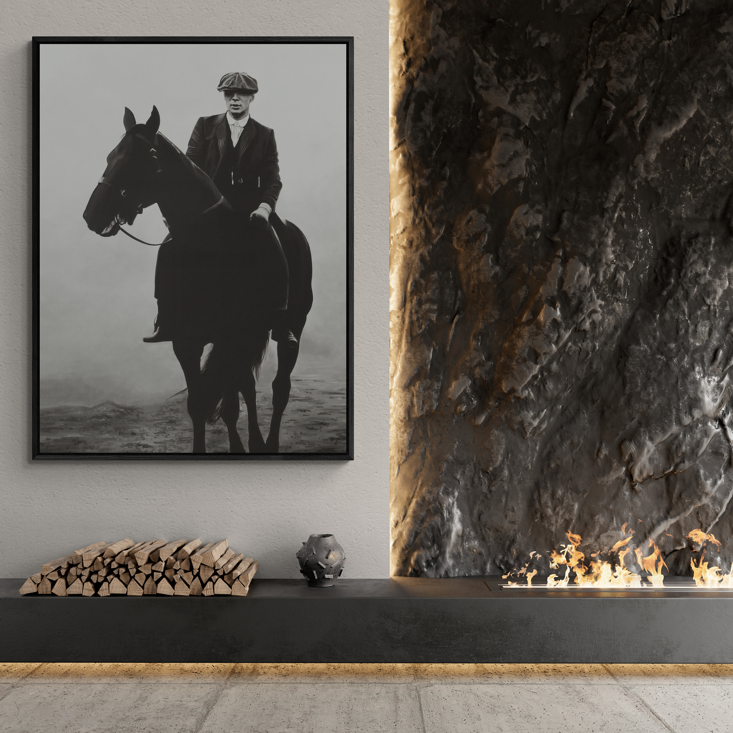 Thomas Shelby With Horse Canvas Print, Tommy Shelby Poster for Man Cave ...