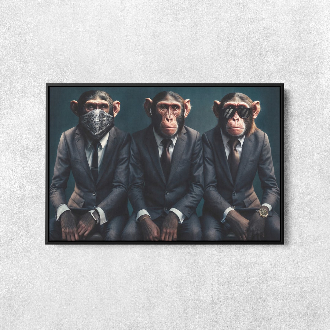 Three Wise Monkeys, Monkey Wall Art, Animal Wall Decor, Three Monkeys ...