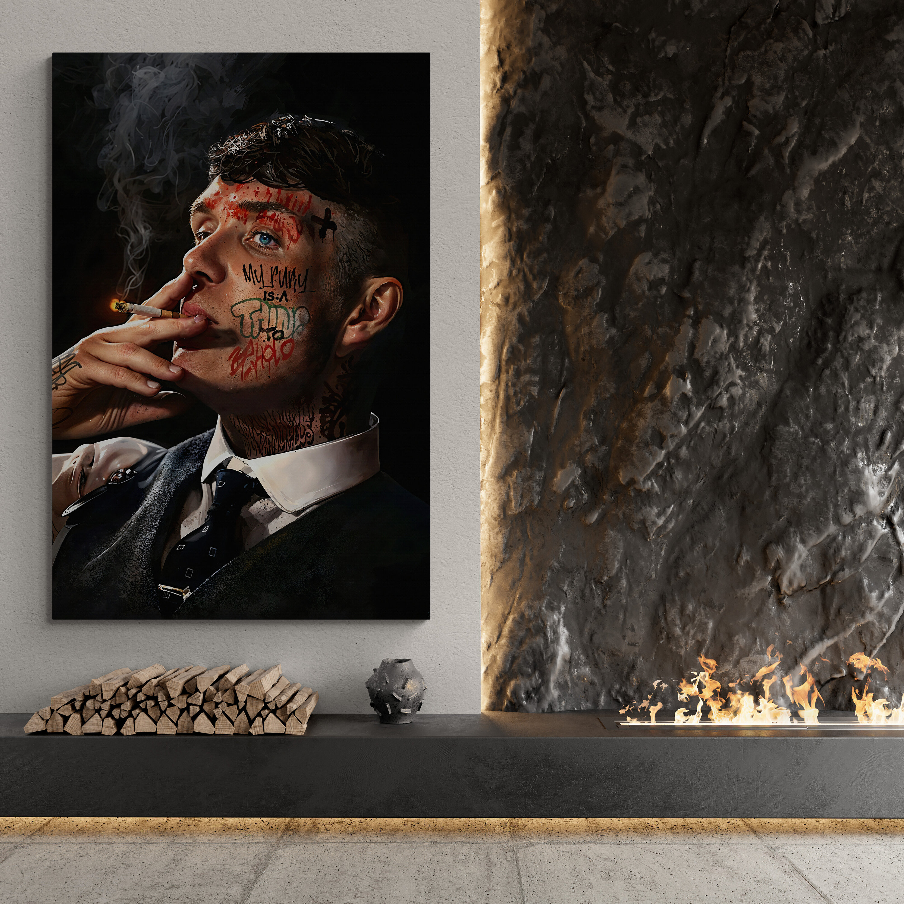 Impression sur toile Thomas Shelby, décoration mafia, art mural Tommy ...