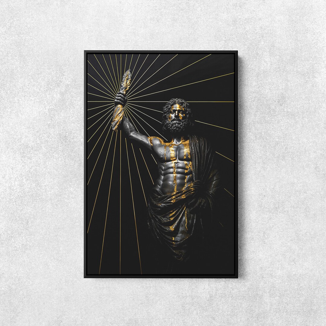 Zeus Statue Print, Mythology Canvas Wall Art, Ancient Greek Wall Art ...