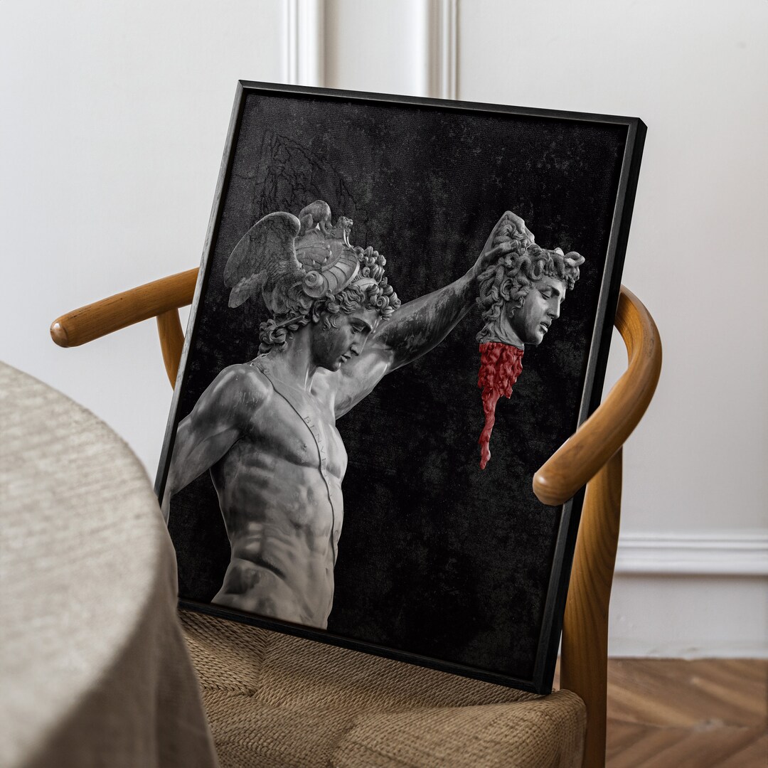 Perseus and Medusa Canvas Print, Perseus Statue, Greek Mythology Wall ...