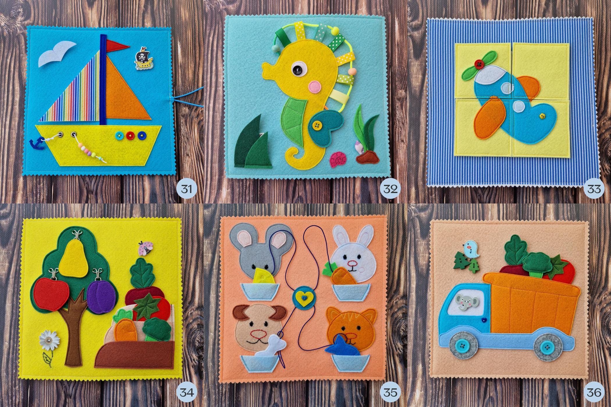 Page of Personalized Felt Baby Quiet Book. Montessori Soft Activity ...