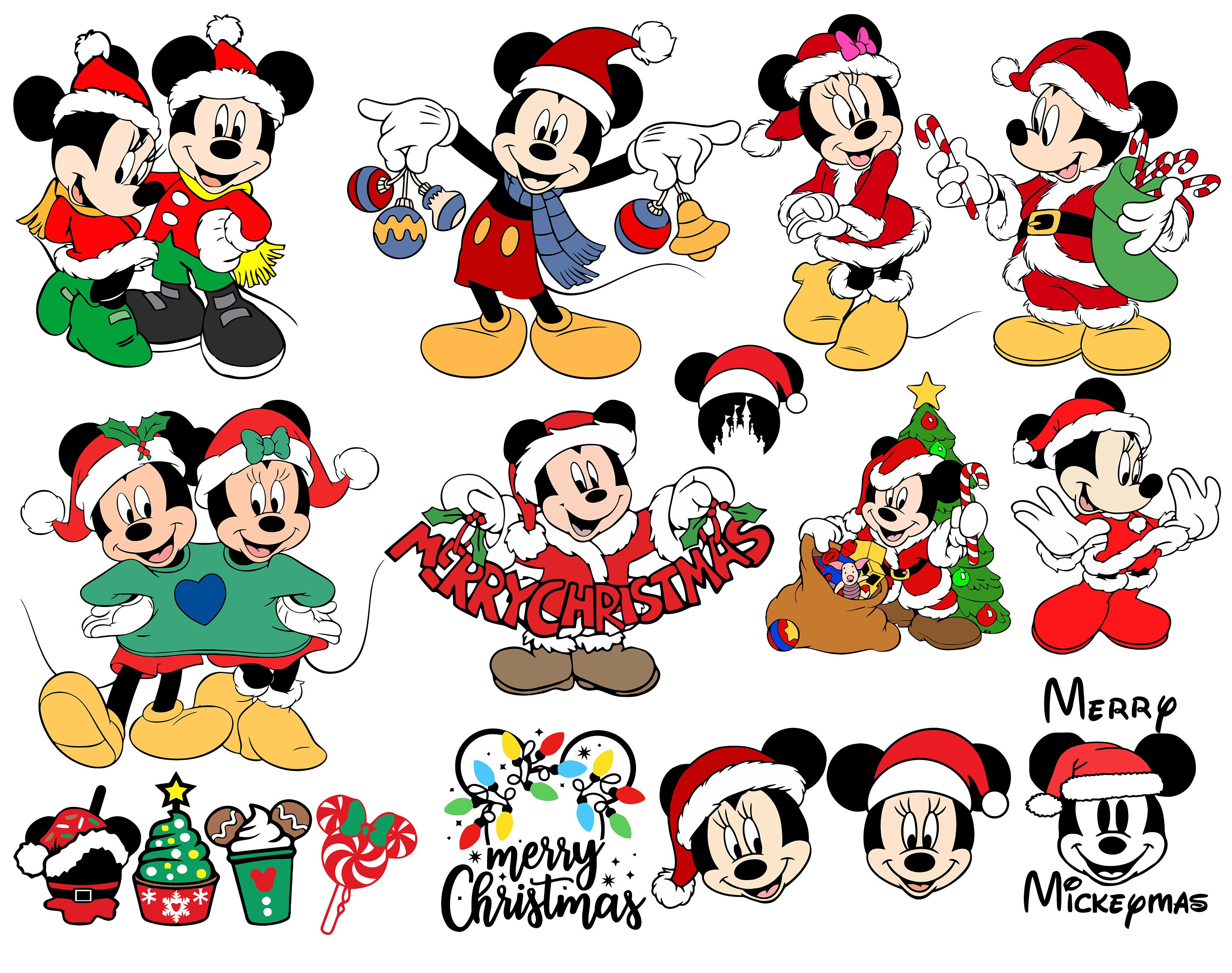 Mickey Christmas New Clipart Bundle, Christmas Svg, Mickey Christmas ...