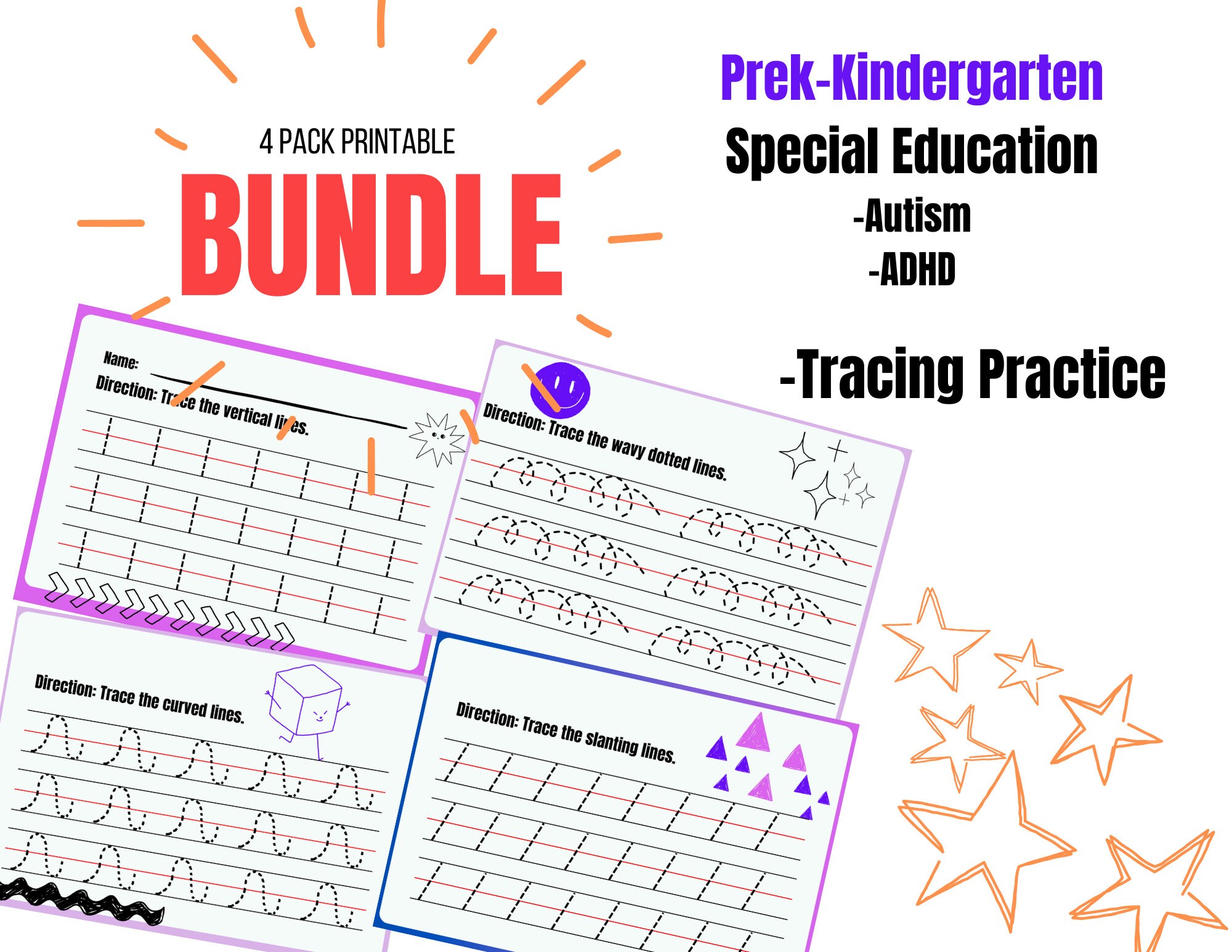 Digital Printable Tracing Practice Bundle for Special Education - Etsy