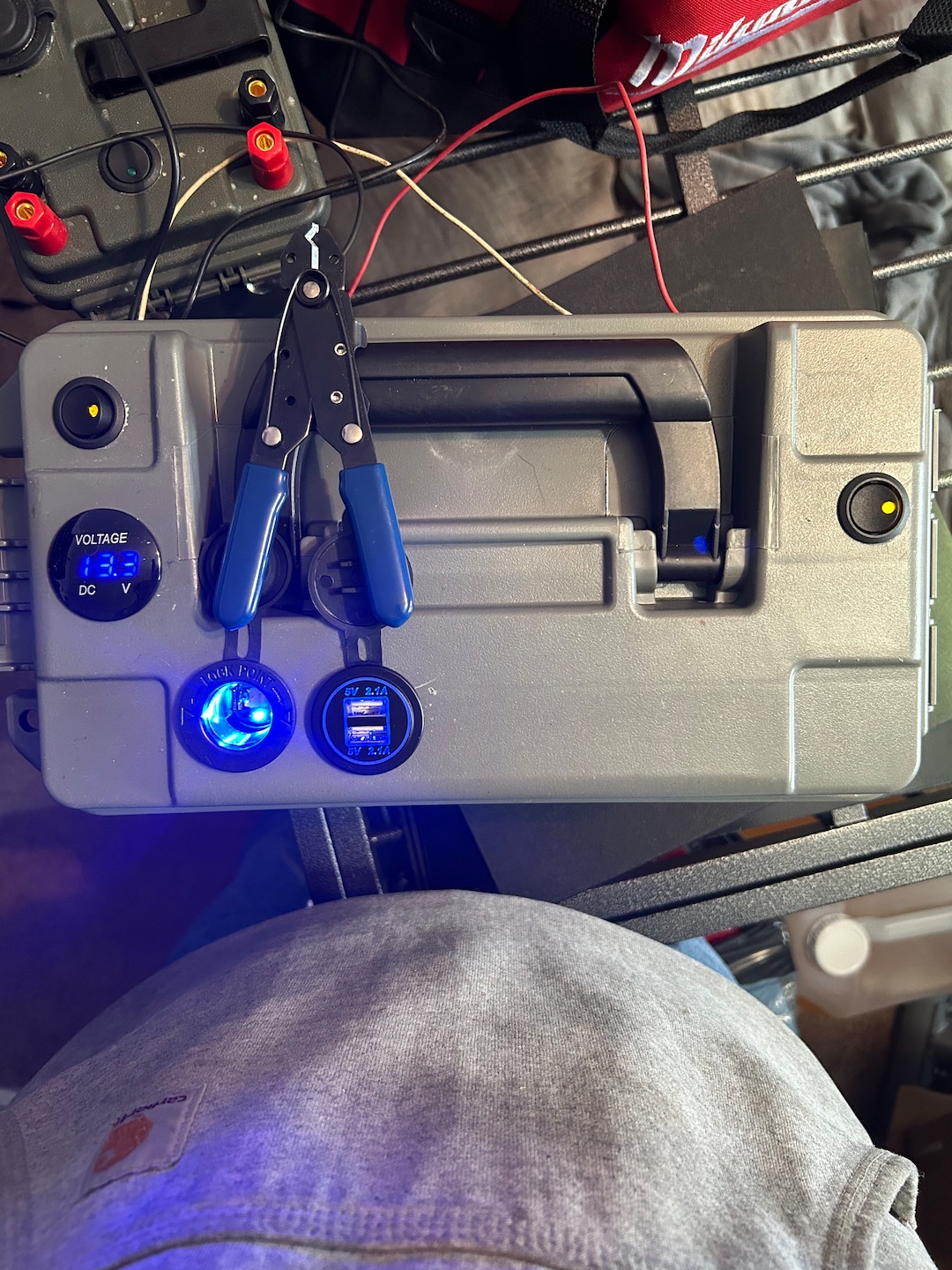 12volt Large POWER BOX Lights USB Charger Ice Fishing Kayaking Camping ...