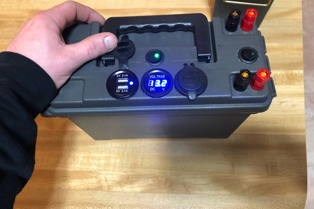 12 Volt POWER BOX With Lights USB Charger Binding Posts for Ice Fishing ...