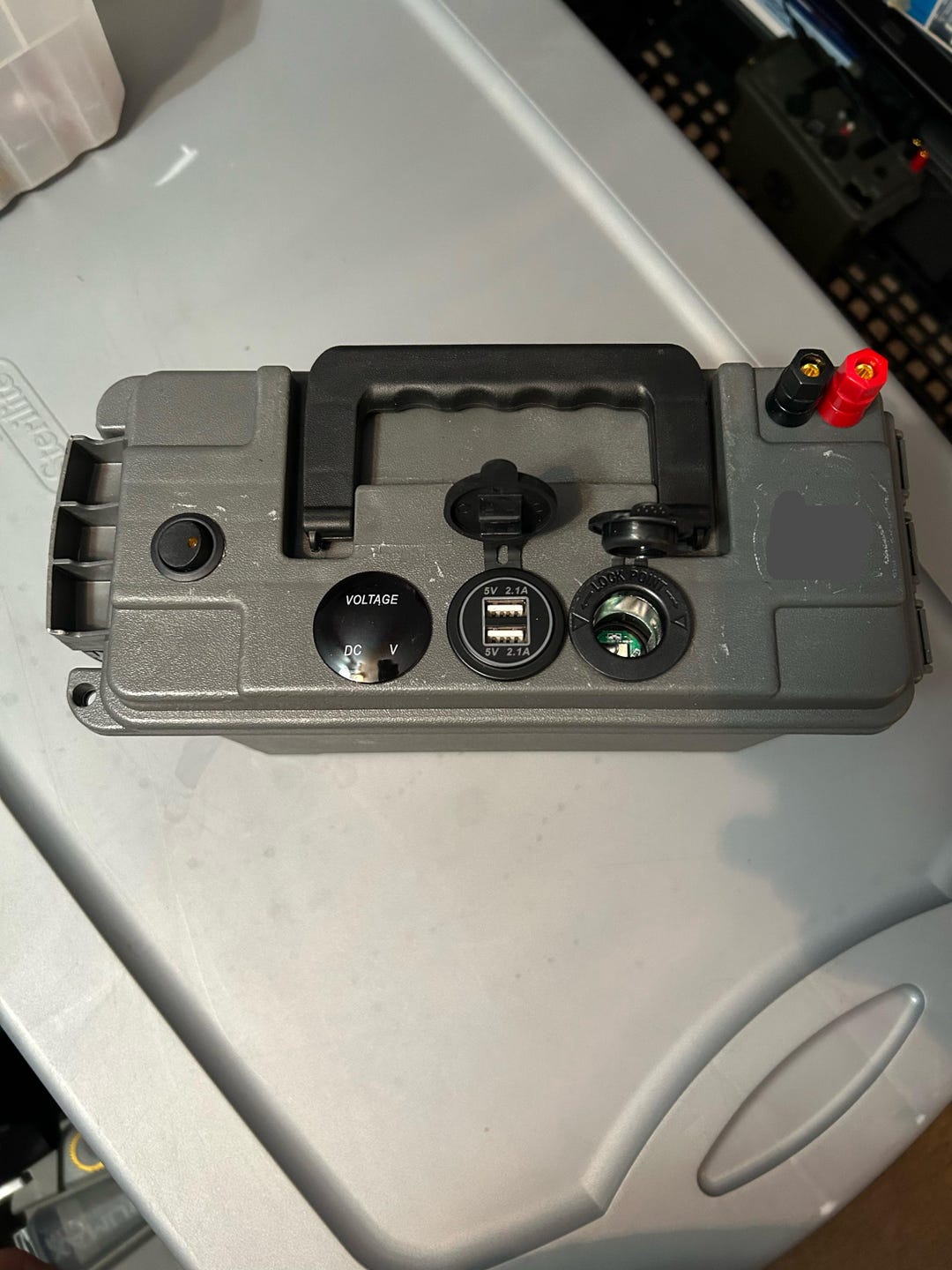 12 Volt POWER BOX With Lights USB Charger Binding Posts for Ice Fishing ...