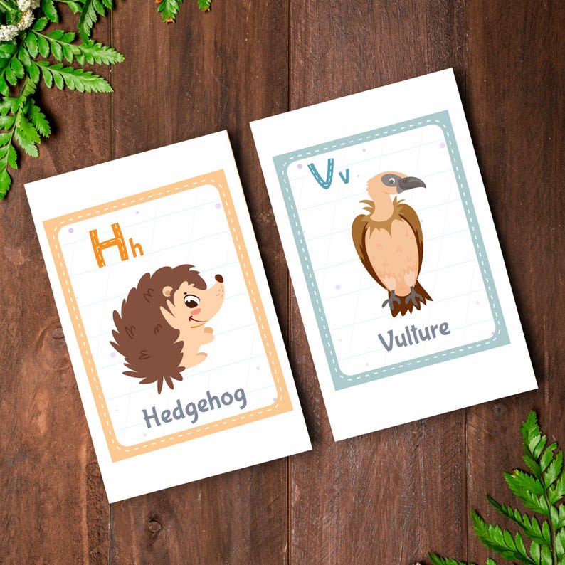 Alphabet Animal Card, ABC Playroom Poster Set, Alphabet Cards for Study ...