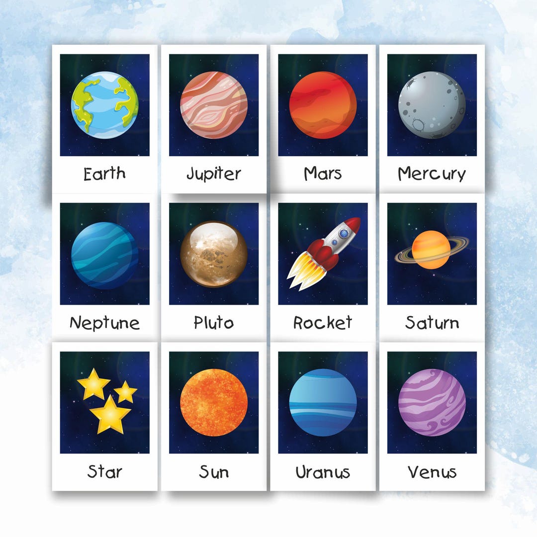 Digital Planet Cards, Educational Baby Planet Cards, Solar System ...