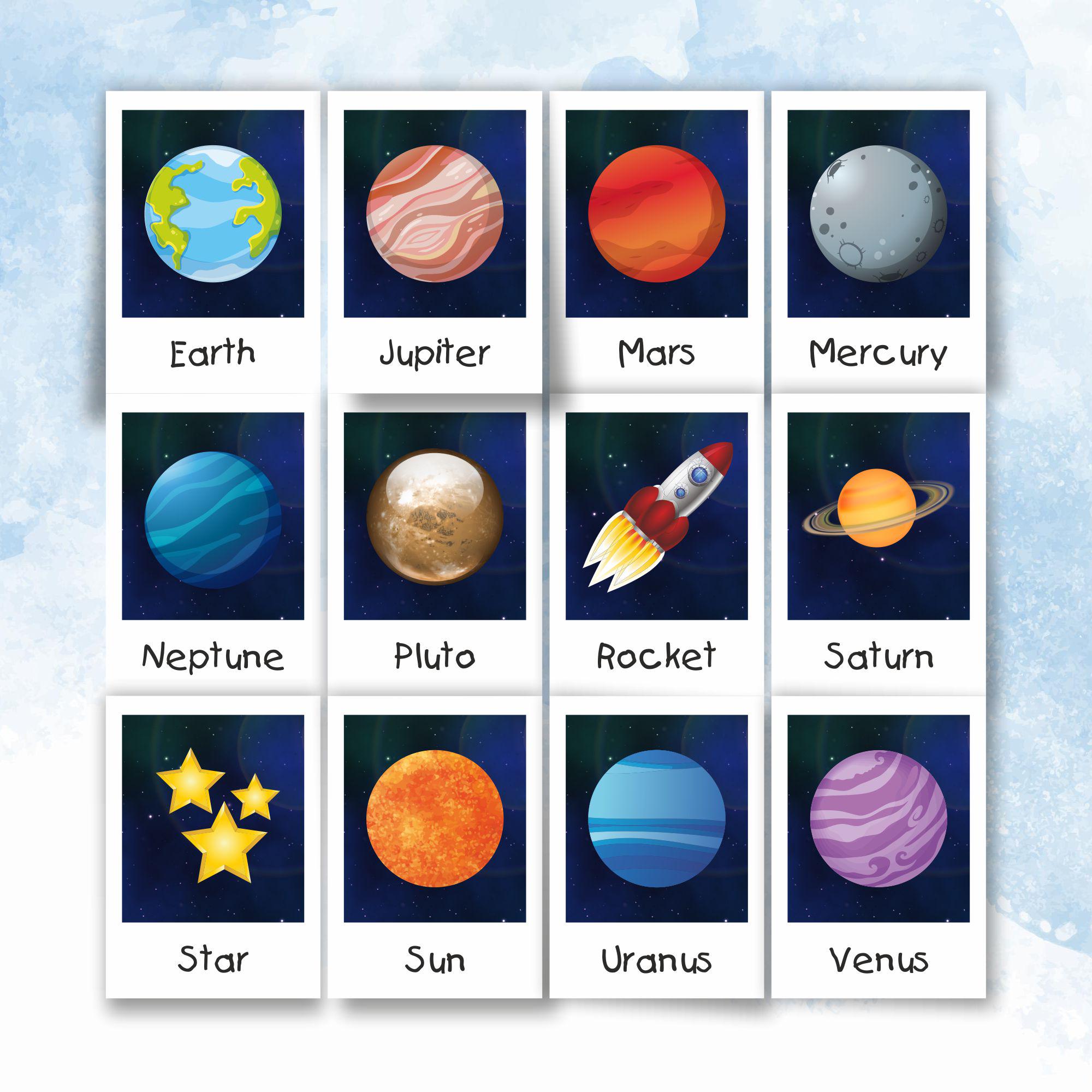 Digital Planet Cards, Educational Baby Planet Cards, Solar System ...