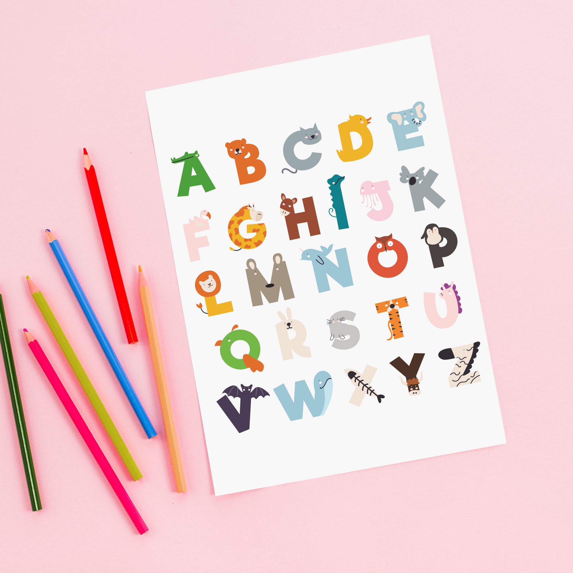 Animal Alphabet Print, Safari Alphabet Poster, Cute ABC Poster, A-Z ...