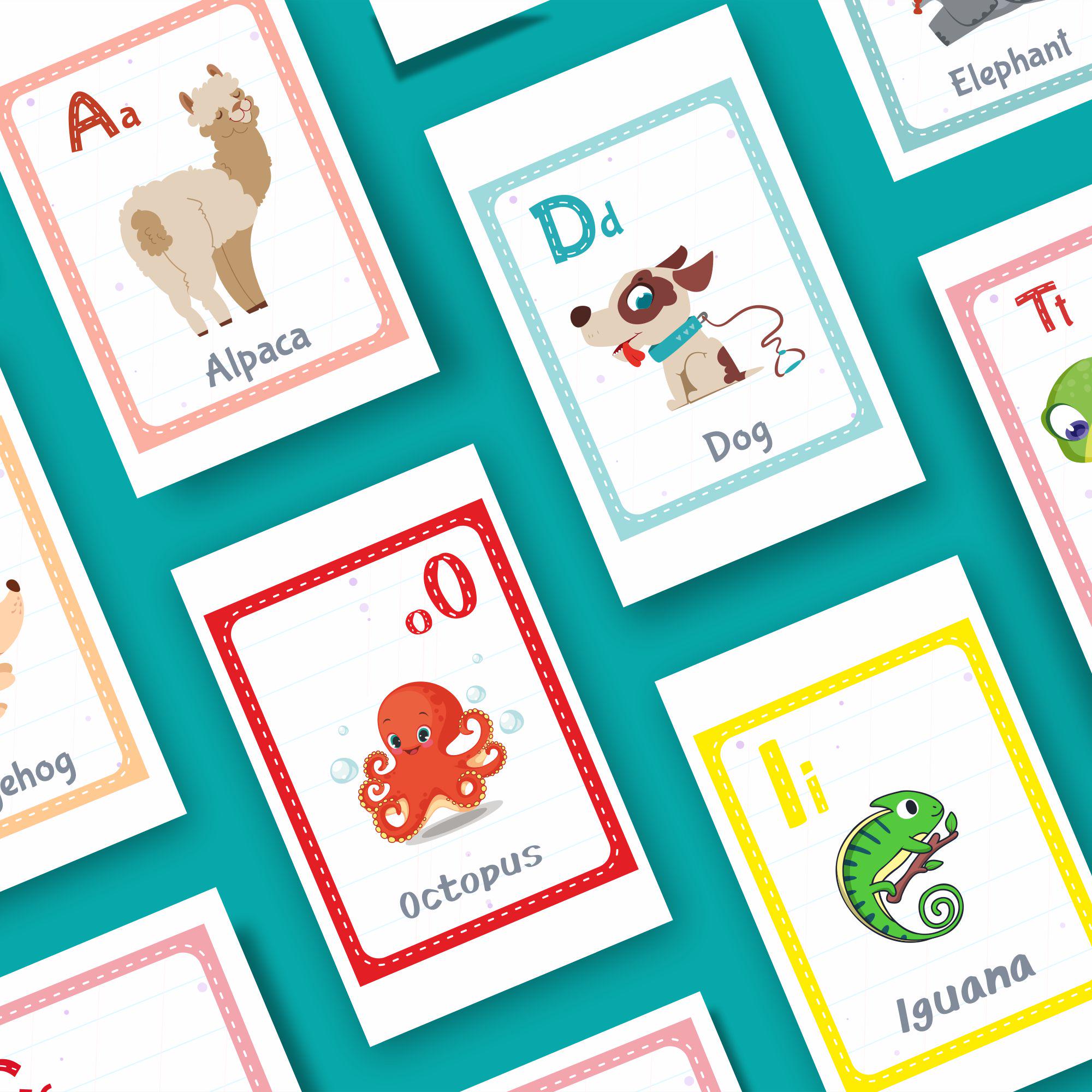 Alphabet Animal Card, ABC Playroom Poster Set, Alphabet Cards for Study ...