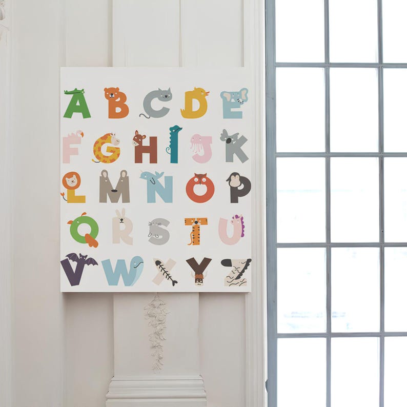 Animal Alphabet Print, Safari Alphabet Poster, Cute ABC Poster, A-Z ...