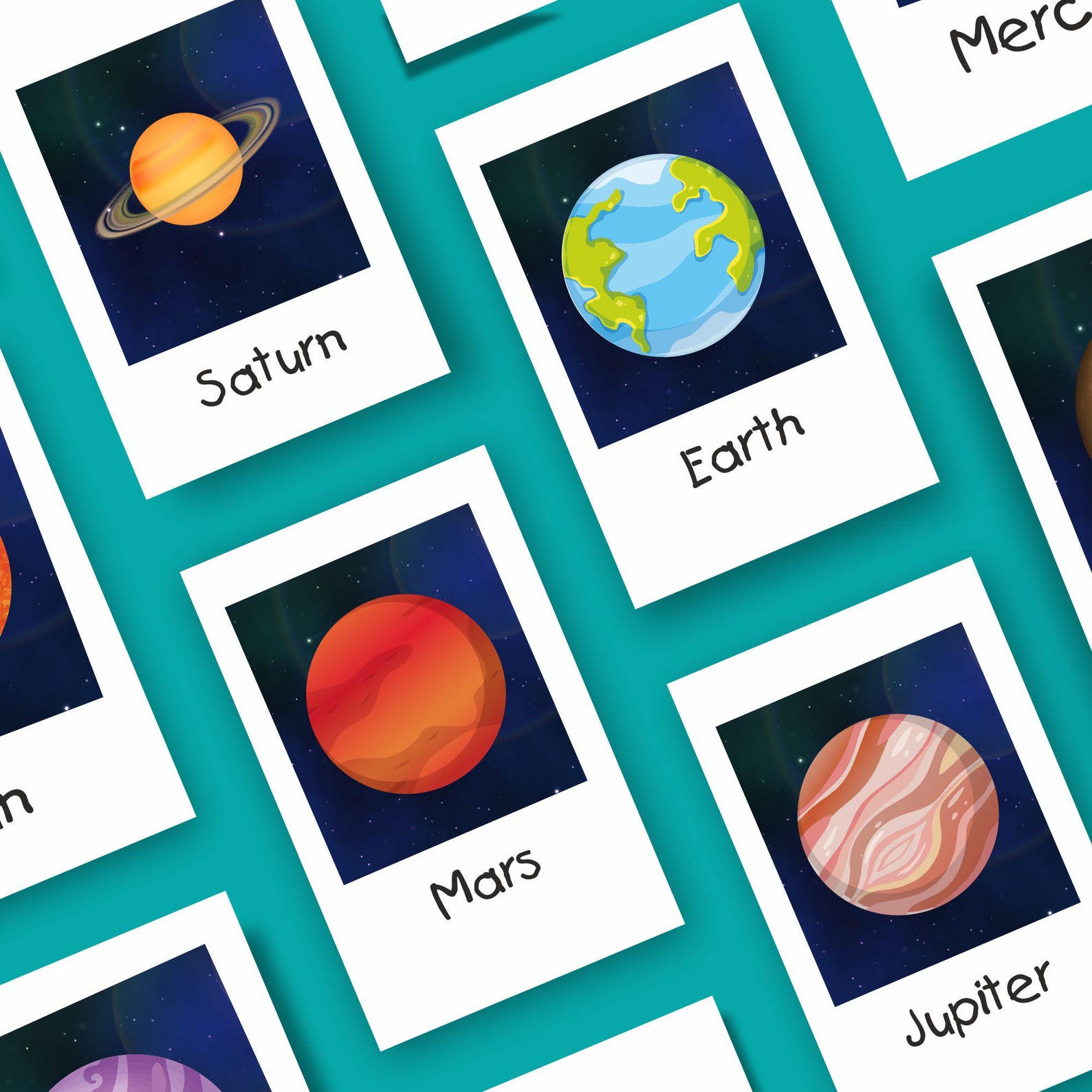 Digital Planet Cards, Educational Baby Planet Cards, Solar System ...
