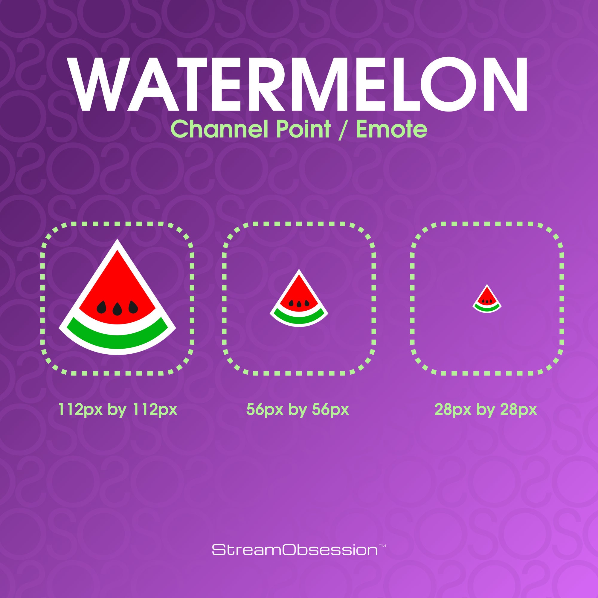 Watermelon Stream Channel Point Emote - Red Green Black Slice Seeds ...