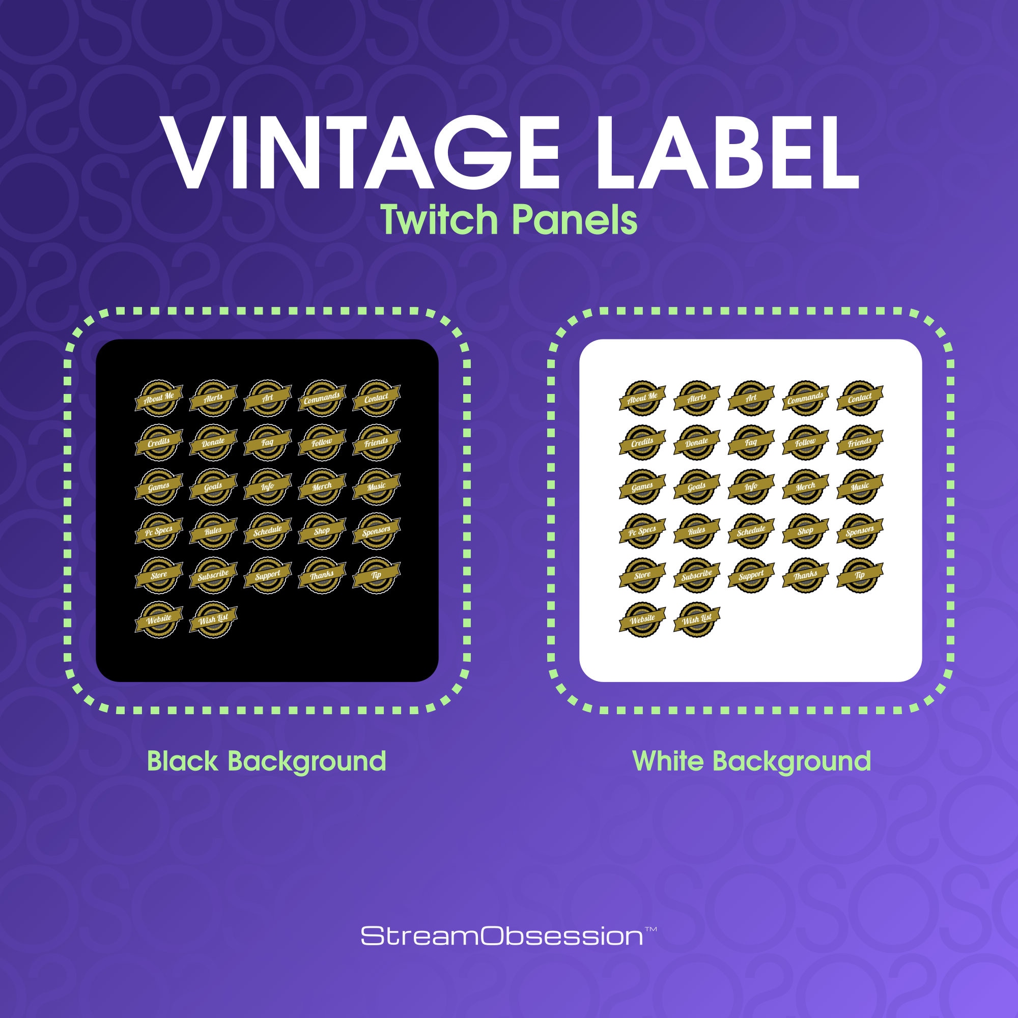 Twitch Panels Vintage Label - Seal - 27 PNG Files - Etsy