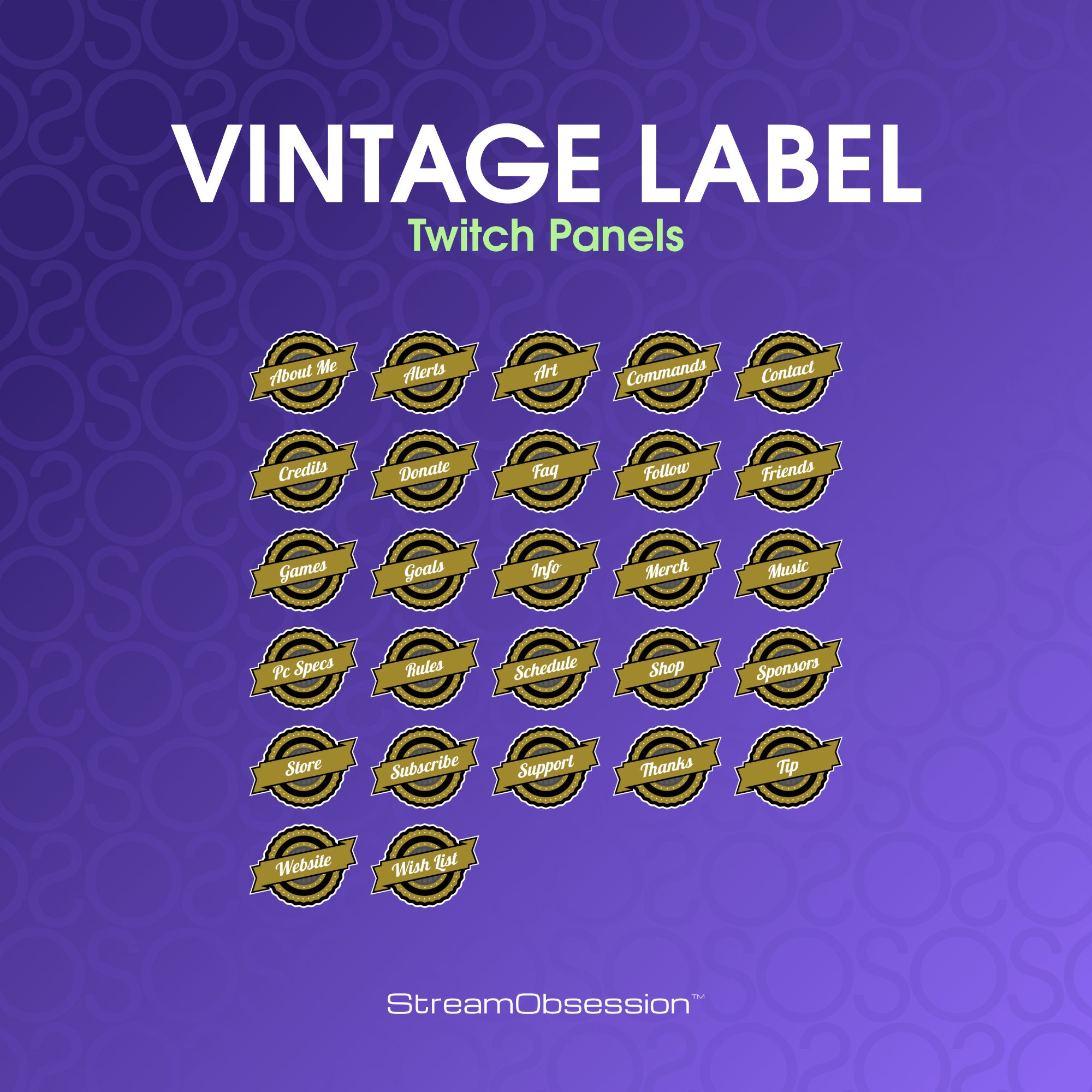 Twitch Panels Vintage Label - Seal - 27 PNG Files - Etsy