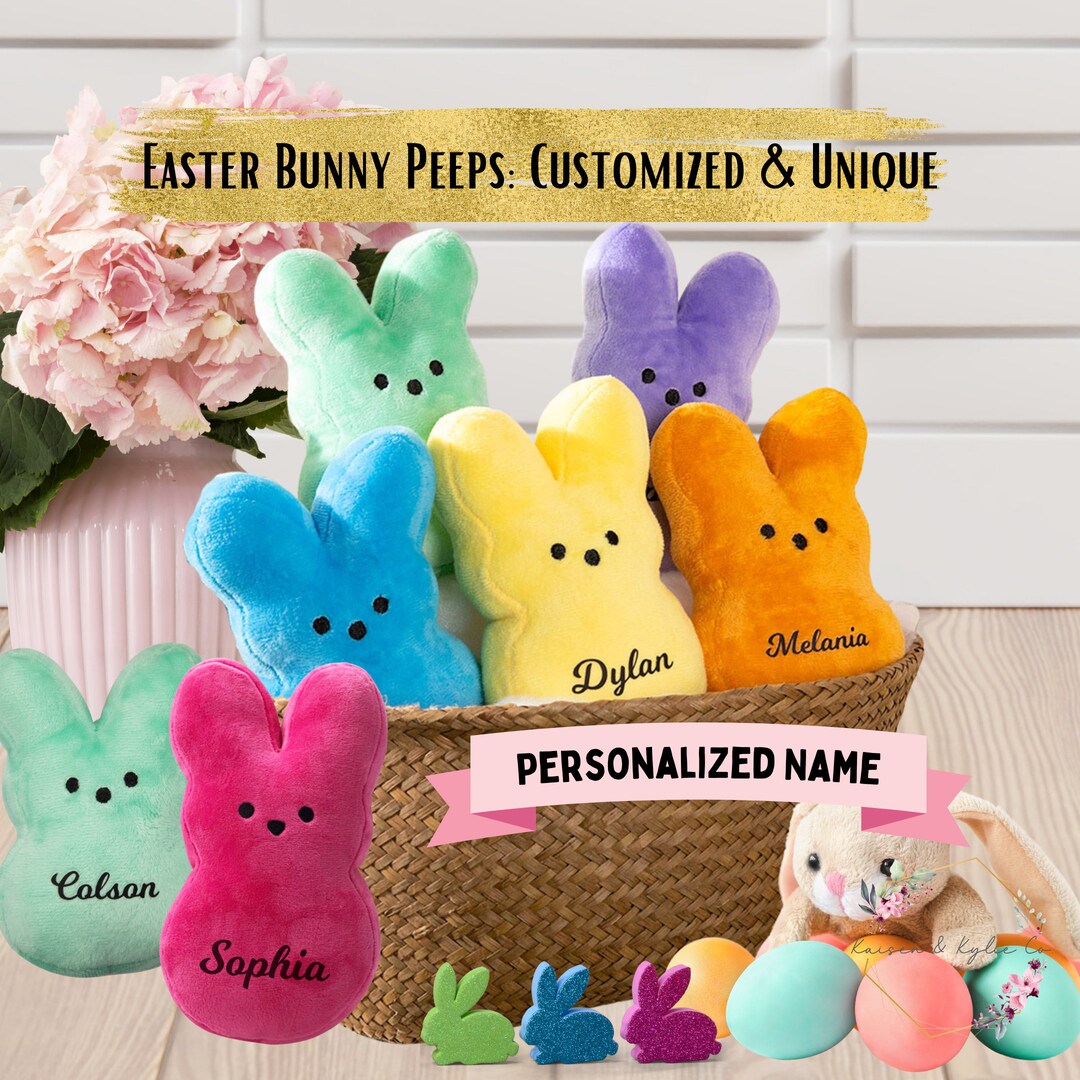 Personalized Peep Bunny Plush With Name Easter Peeps Bunny Plush Custom ...