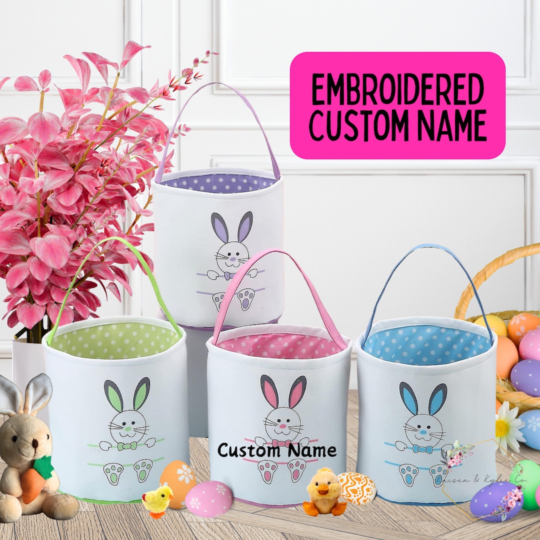 Embroidered Name Easter Basket Custom Name Easter Baskets With Name ...