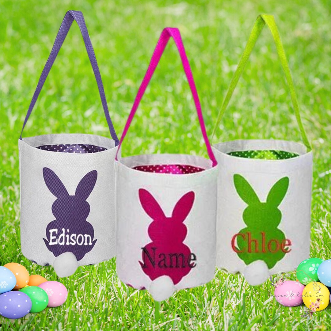 Personalized Easter Baskets Customized Embroidered Name Easter Basket ...