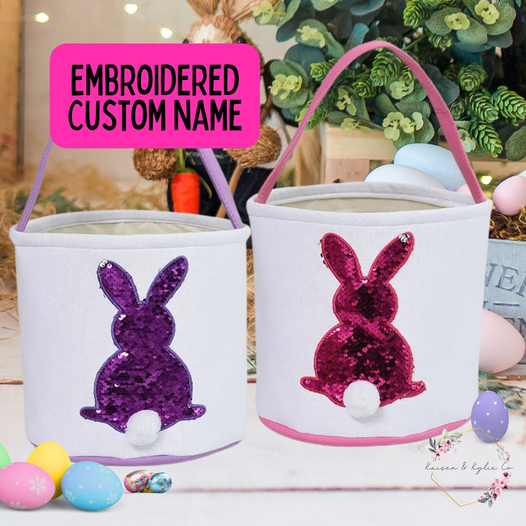 Embroidered Easter Basket for Girls Custom Name Basket Embroidered Name ...