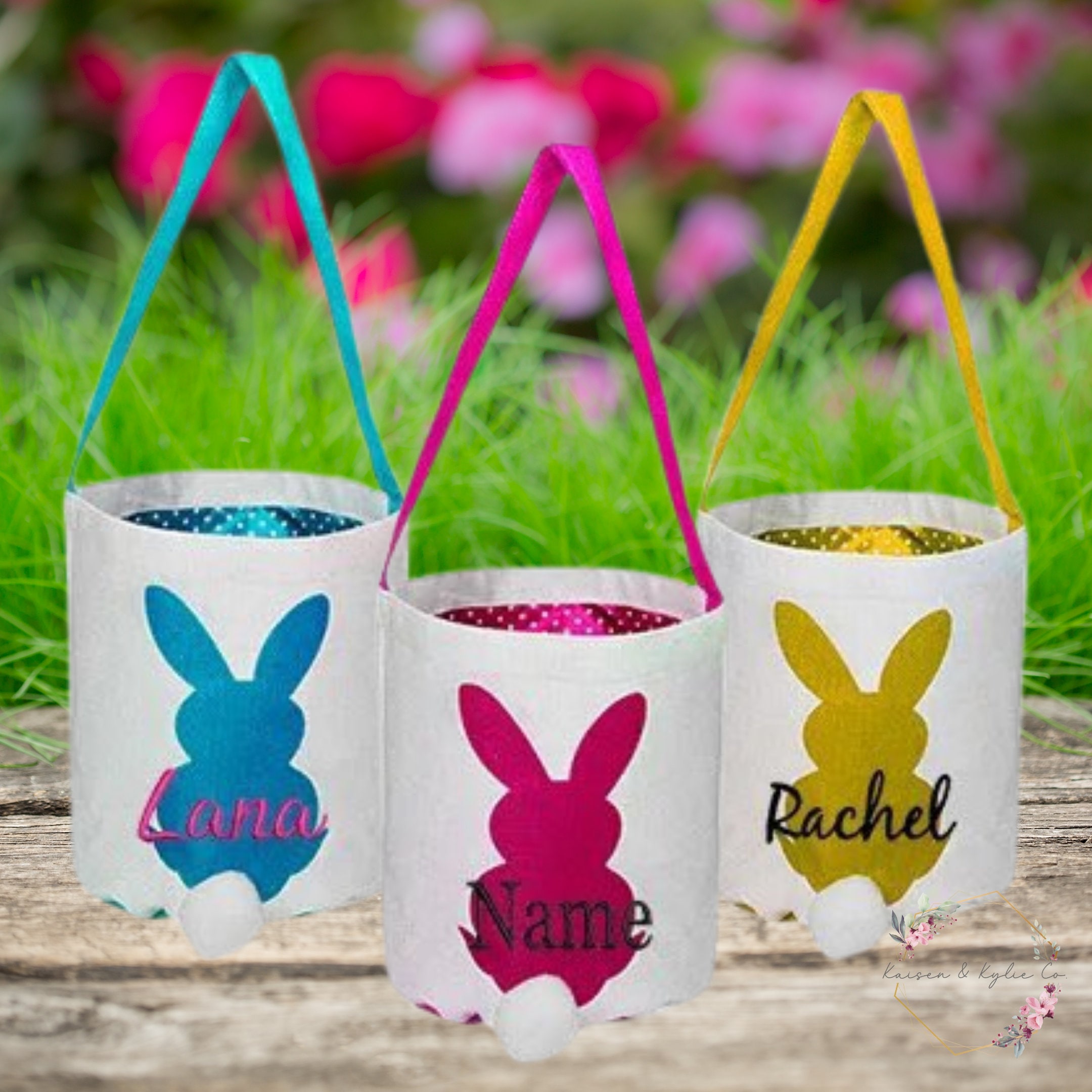 Personalized Easter Baskets Customized Embroidered Name Easter Basket ...